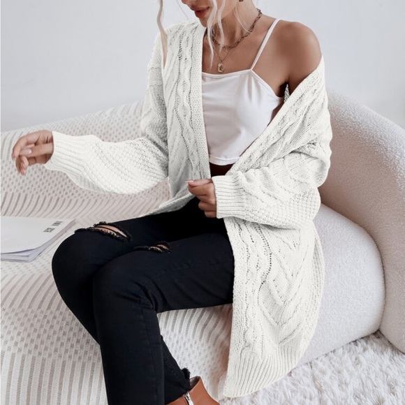 SHEIN | Sweaters | Open Front Drop Shoulder Knit Cardigan | Poshmark